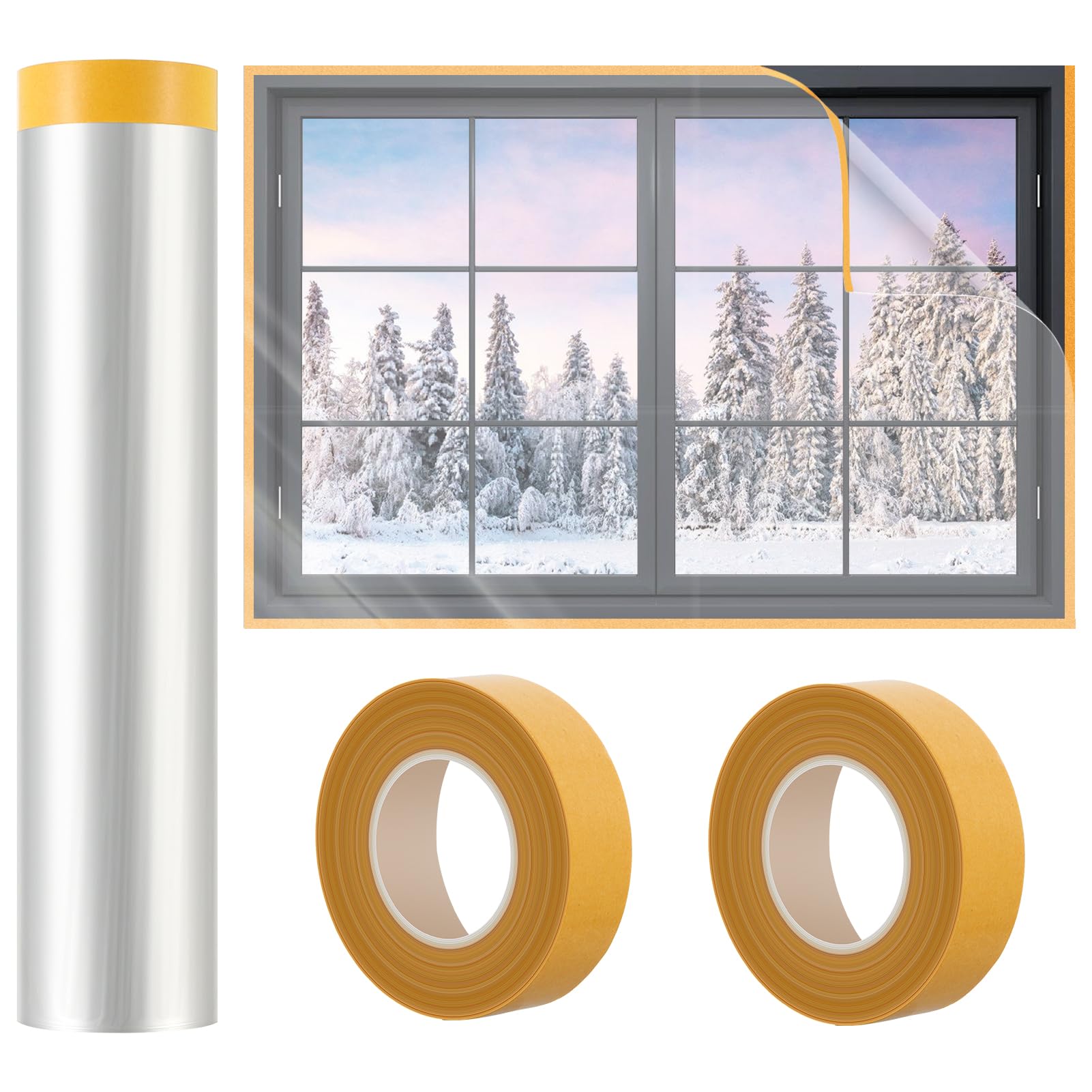 63'' x 197'' Window Insulation Kit, POF Window Sealer for Winter, with ...