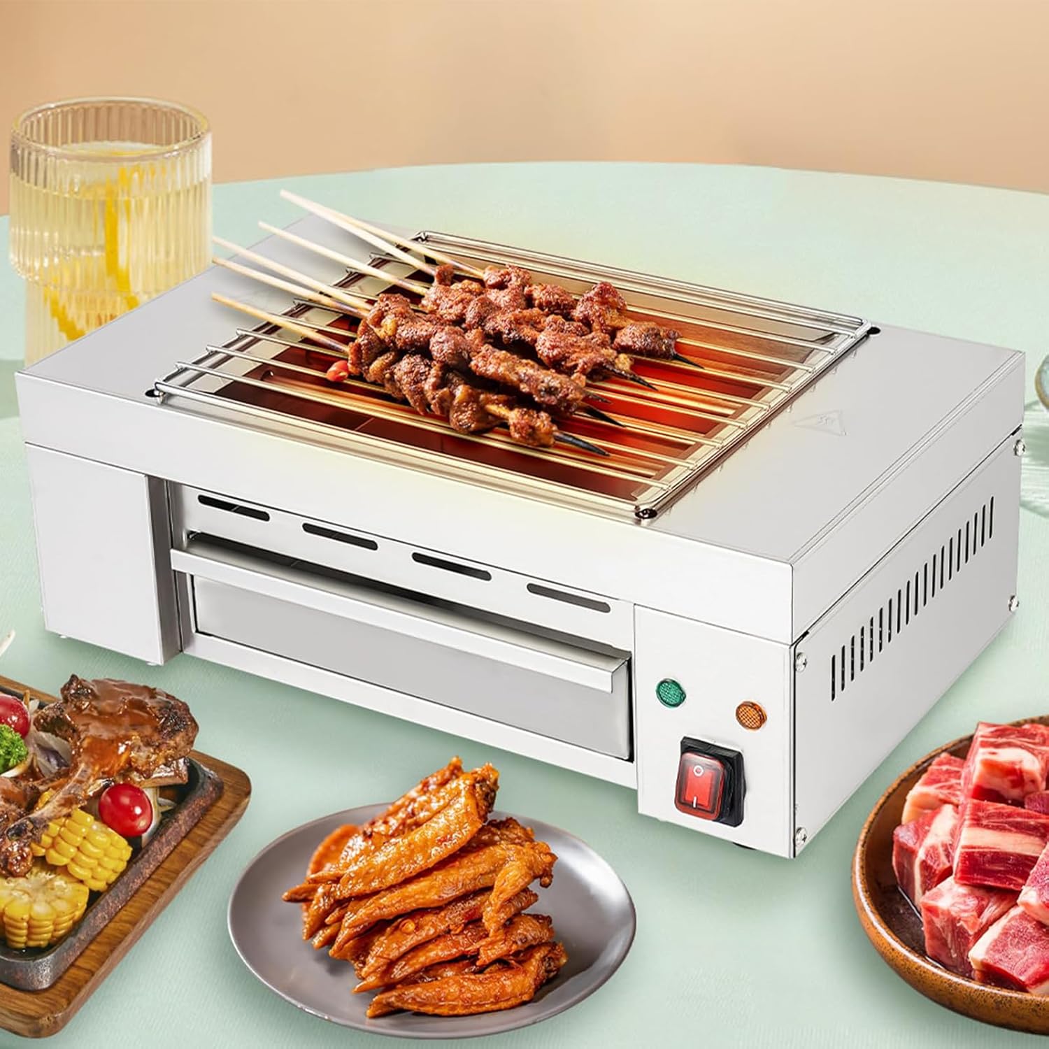 Amazon.com: Electric Indoor Outdoor Grill 1500W Countertop BBQ Grill ...