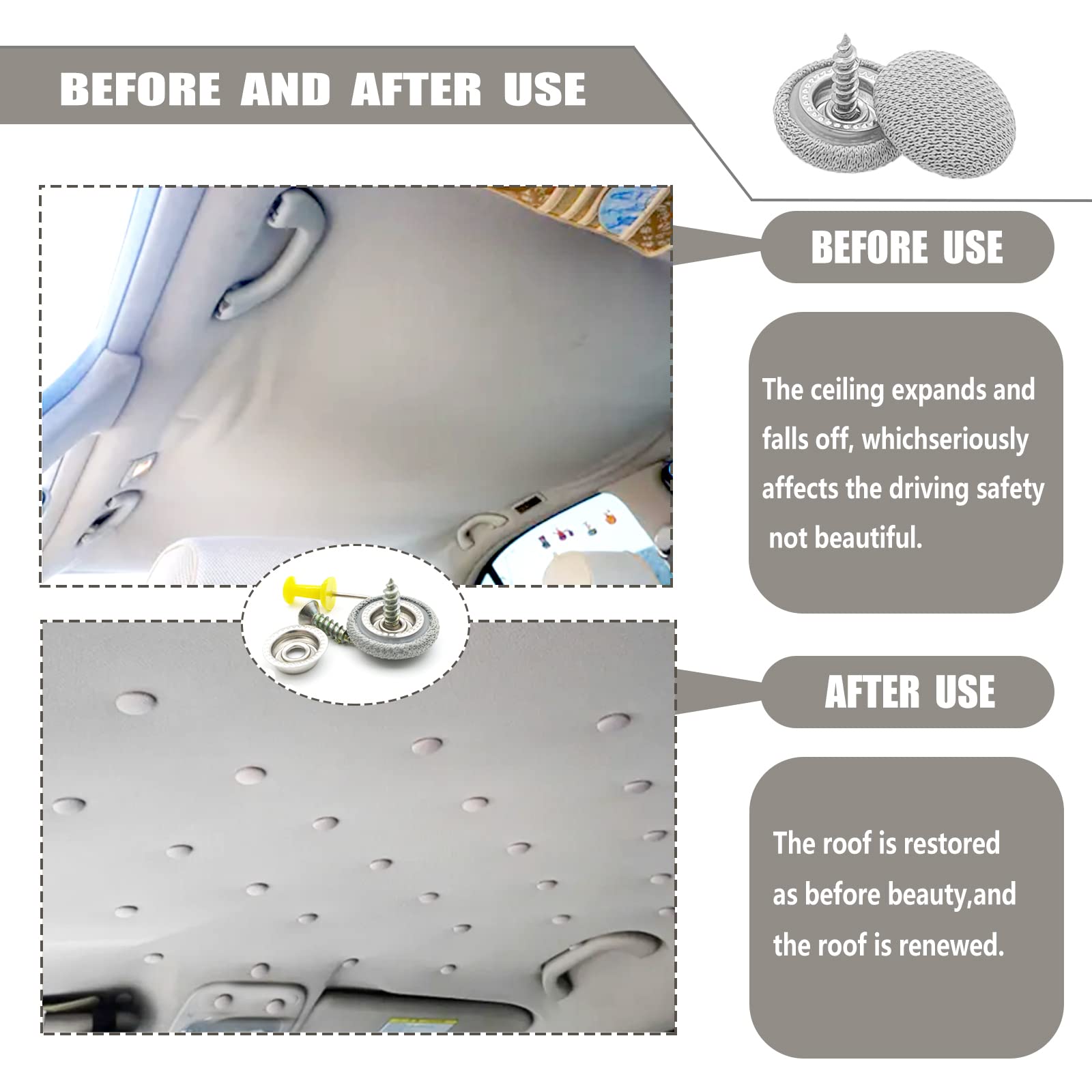Snapklik.com : 60PCS Car Roof Headliner Repair Kit, Auto Roof Snap ...