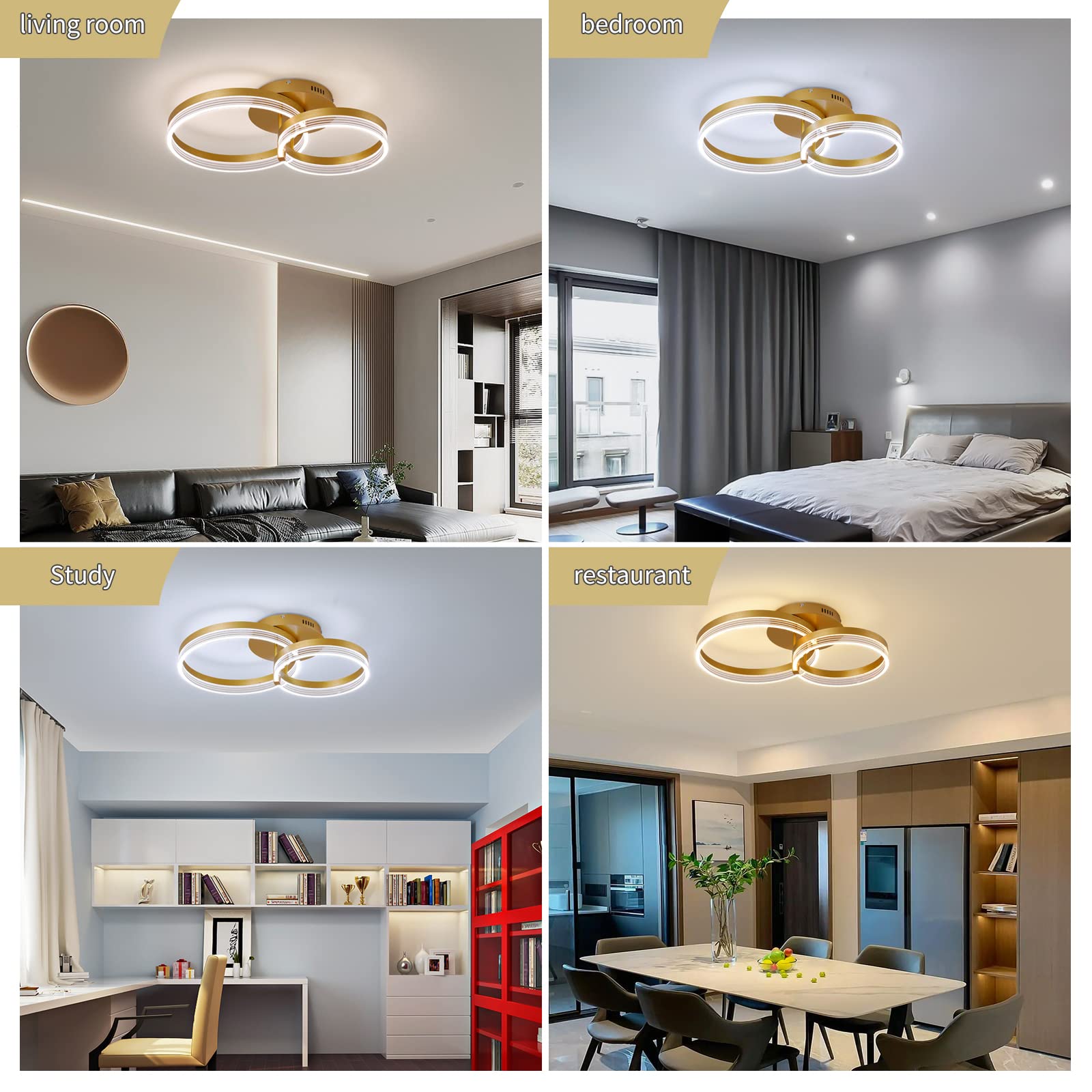 Becailyer Modern LED Ceiling Light, Dimmable LED Acrylic Ceiling Lamp ...