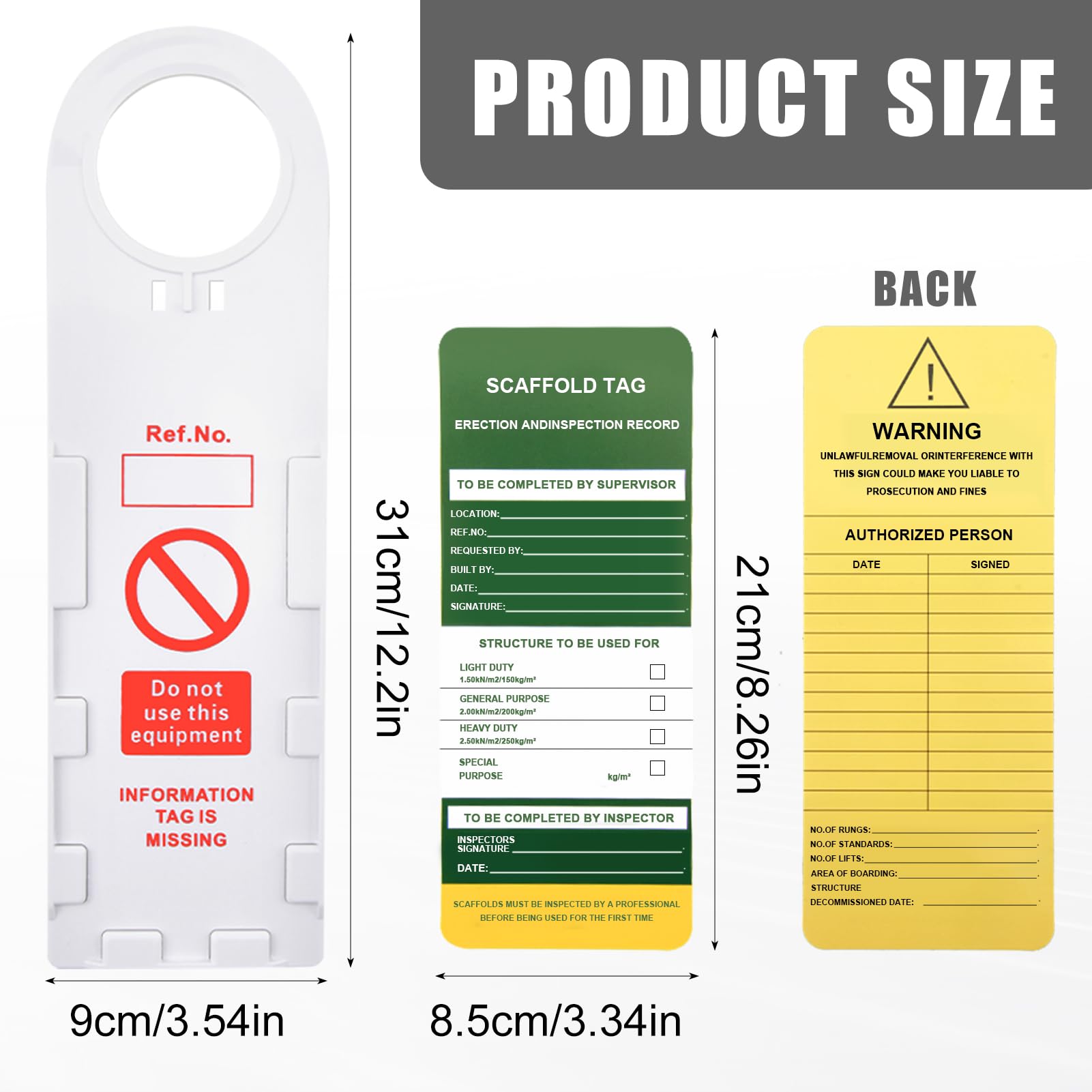 Ladder Tags, 5 Weatherproof Inspection Record Tags Ladder Safety ...