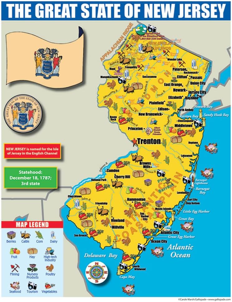 Amazon.com : Gallopade Publishing Group New Jersey State Map for ...