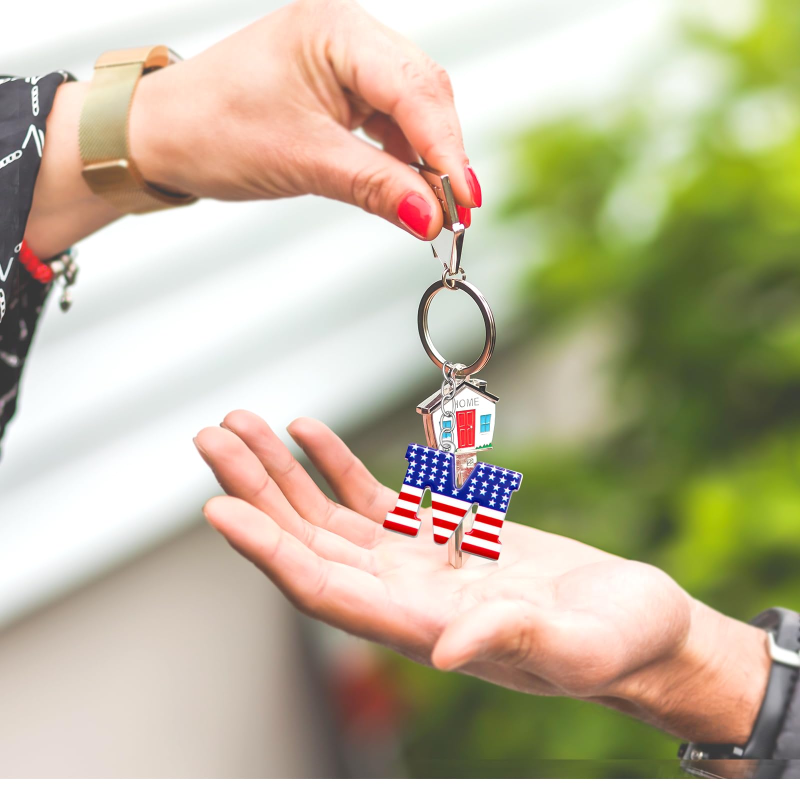 Snapklik.com : 4th Of July Initial Keychain Stainless Steel American ...