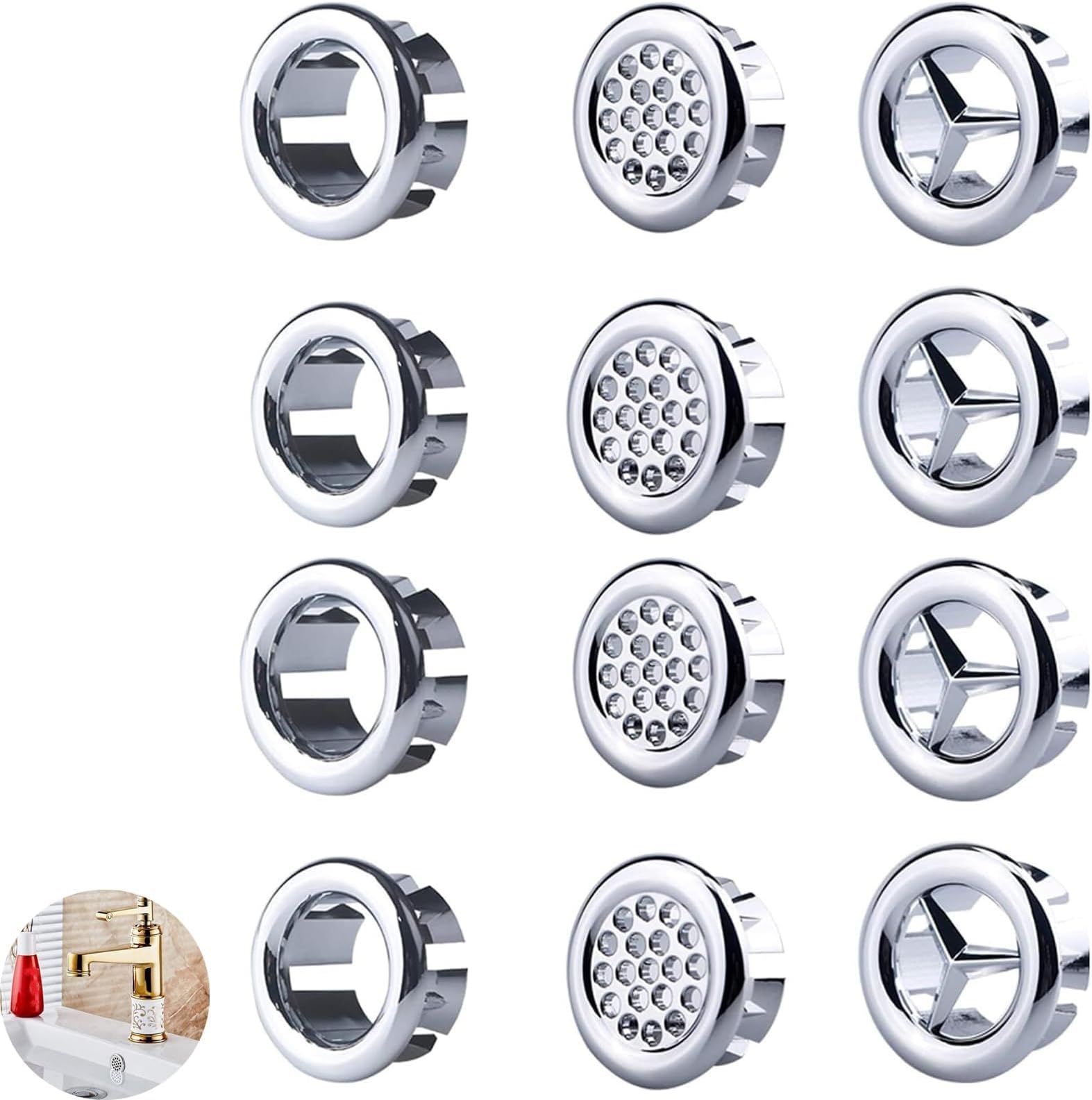 5 PCS Sink Overflow Ring, Sink Hole, Replacement Overflow Hole, Round ...