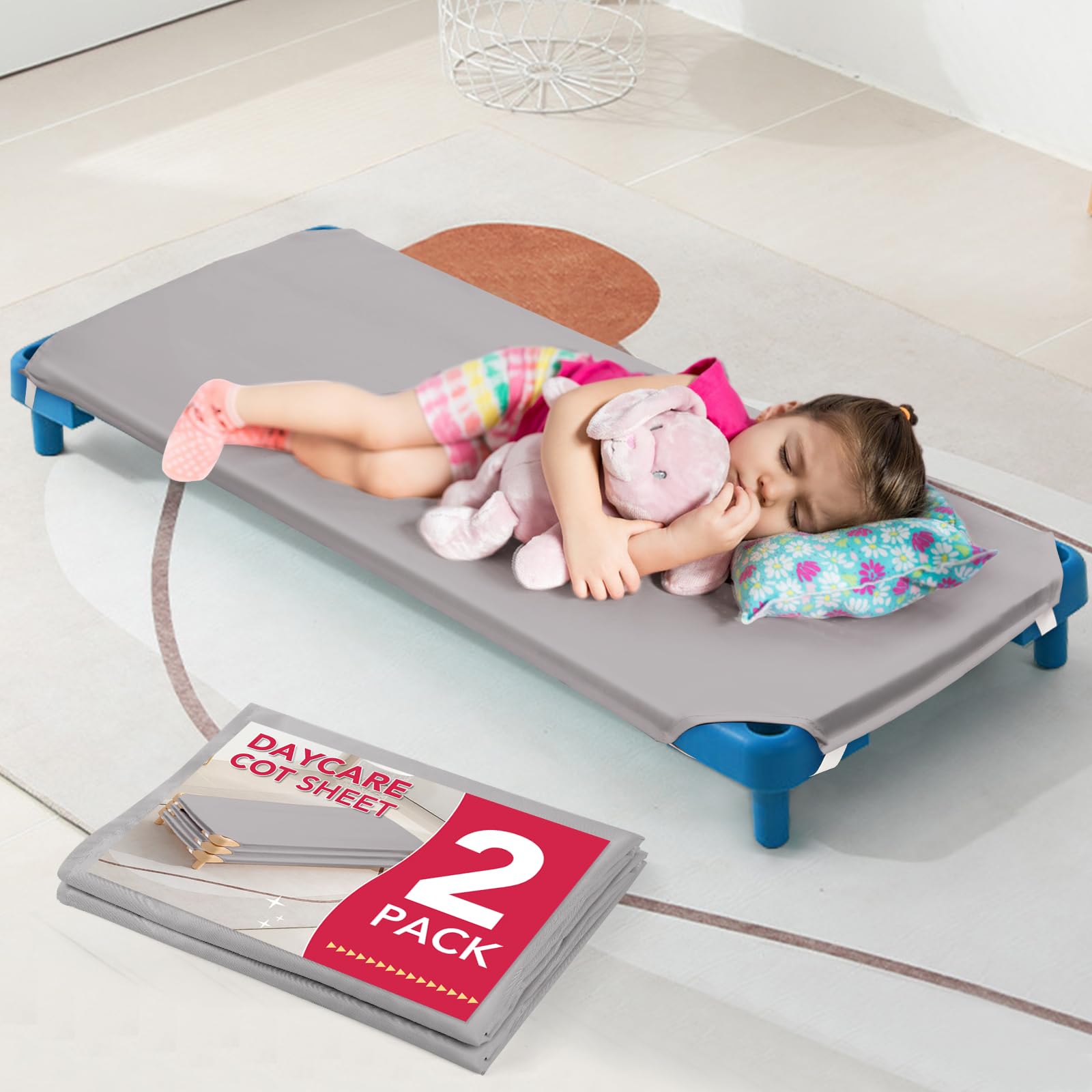 Amazon.com: 2 Pcs Cot Size Shees for Daycare, 23" X 51", Gray Daycare ...