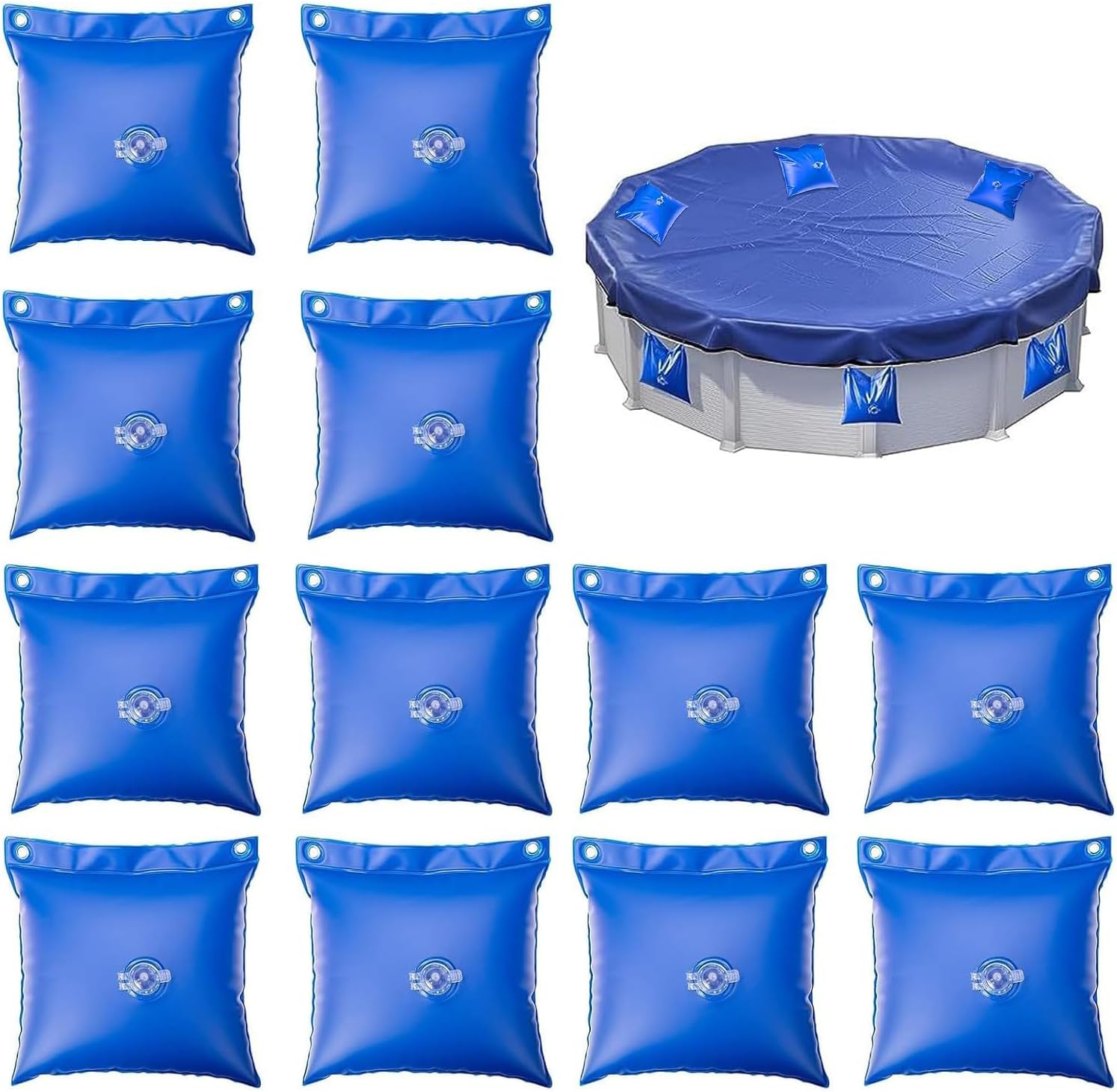 Amazon.com : 12 Pack Pool Water Bags,Swimming Pool Cover Hanging Bag ...