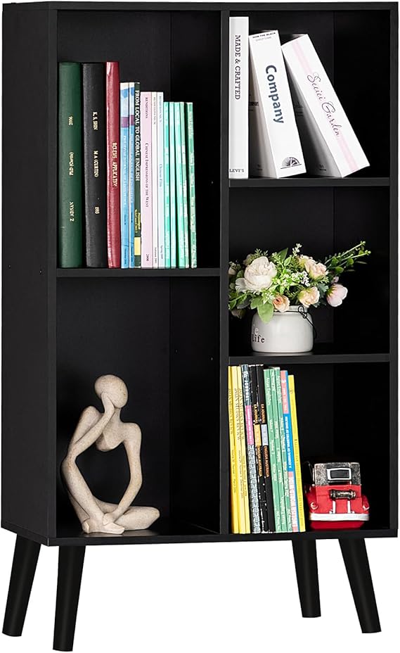 Amazon.com: YAHARBO Small Black Narrow Bookshelf,3 Tier Modern Bookcase ...