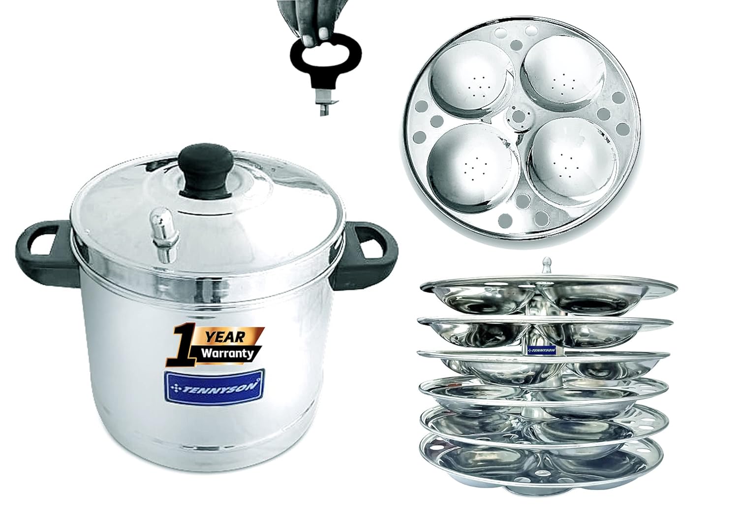TENNYSON STAINLESS STEEL DELUXE IDLY COOKER 28 BIG IDLIES (THICK GAUGE ...