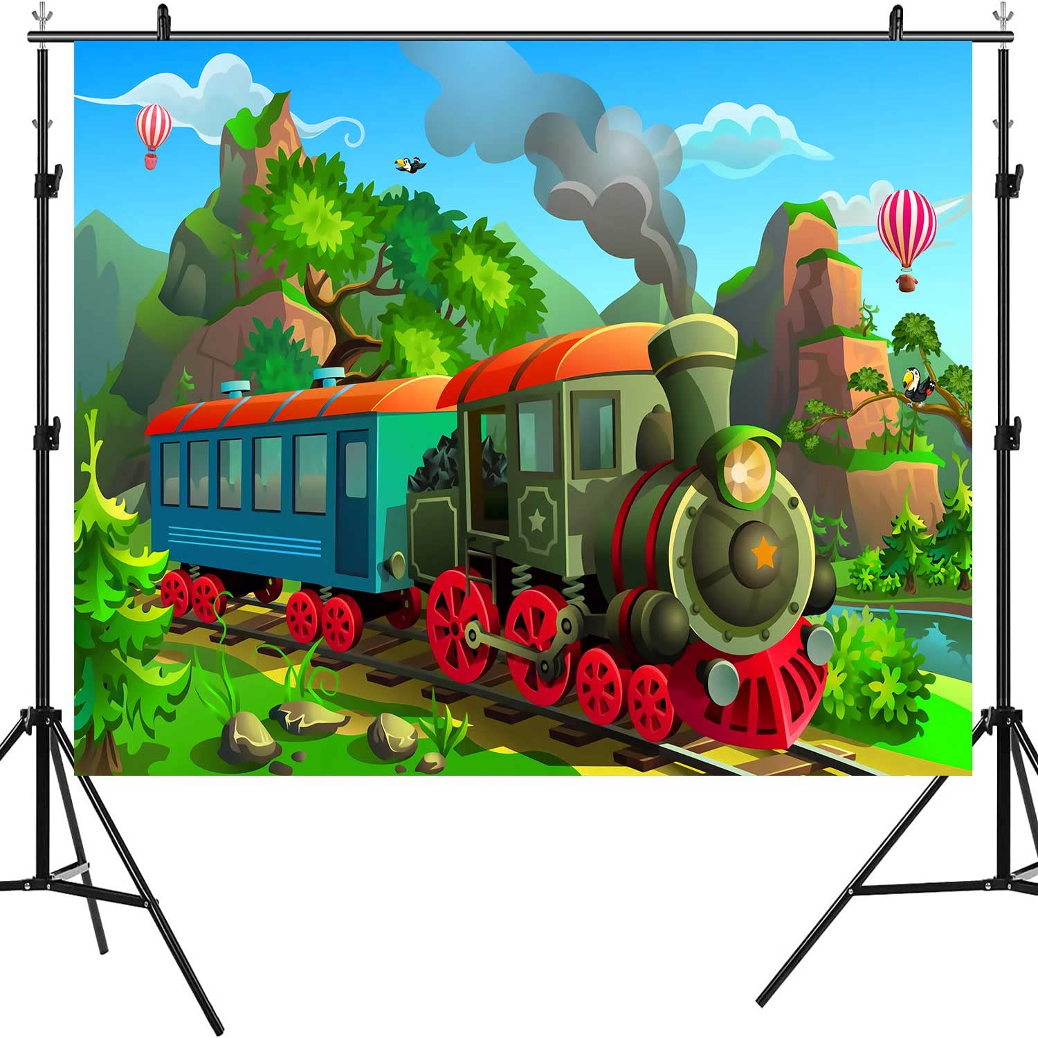 Amazon.com : KIKIDOR 9x6ft Steam Train Backdrop Train Theme Children ...