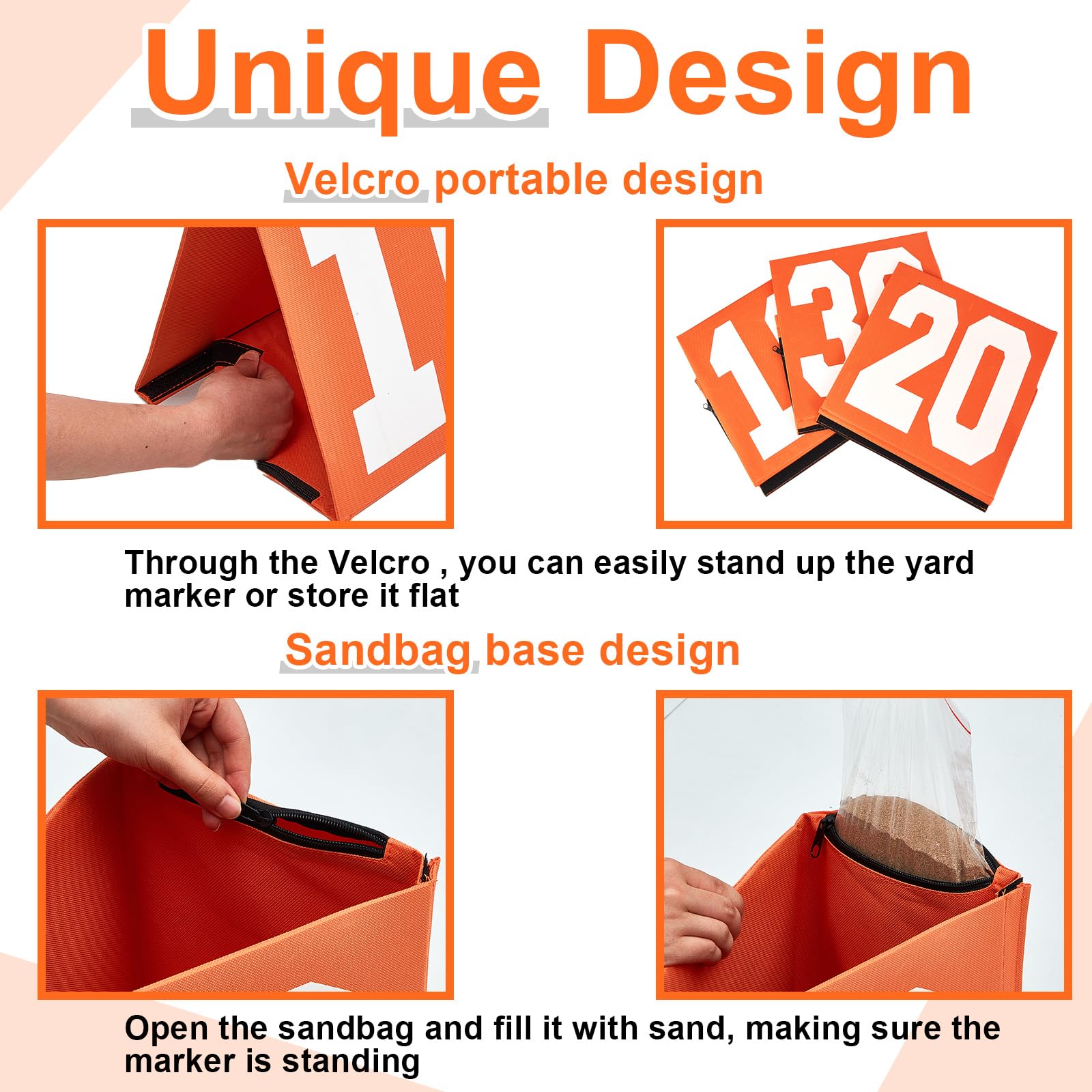 Set of 11 Football Yard Markers High Visibility Football Field Yard ...