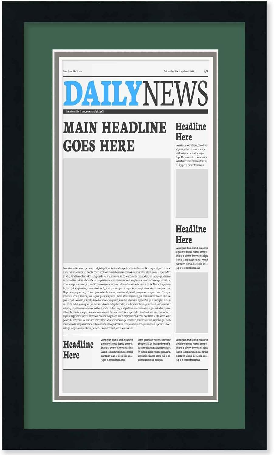 Amazon.com - CountryArtHouse 11x22 Newspaper Frame - with Green and ...