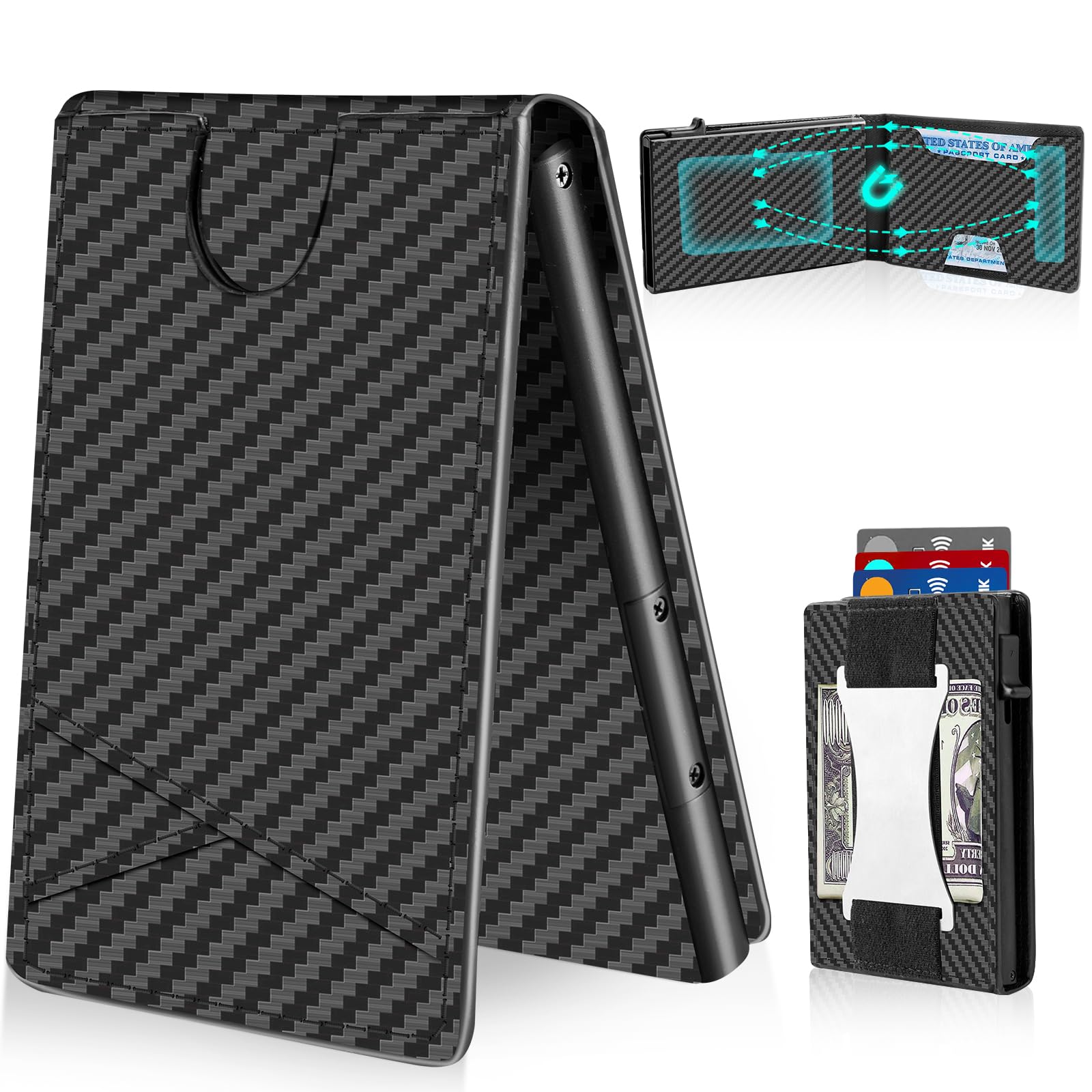 Amazon.com: WELLNEC Wallet Pop Up Card Holder for 9-12 Cards, Slim ...