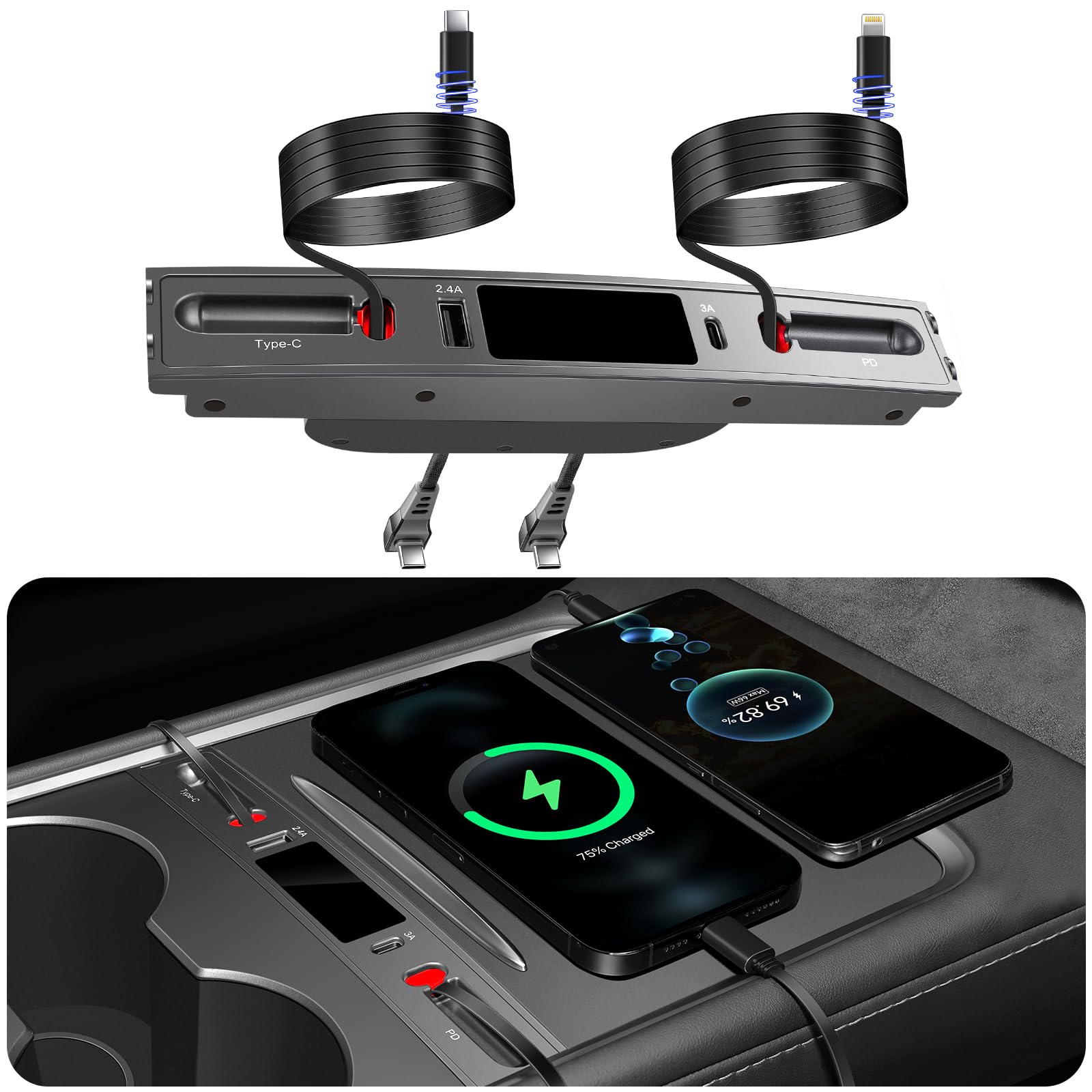 Amazon.com: XINTUO Center Console USB Hub Compatible for Tesla Model 3 ...