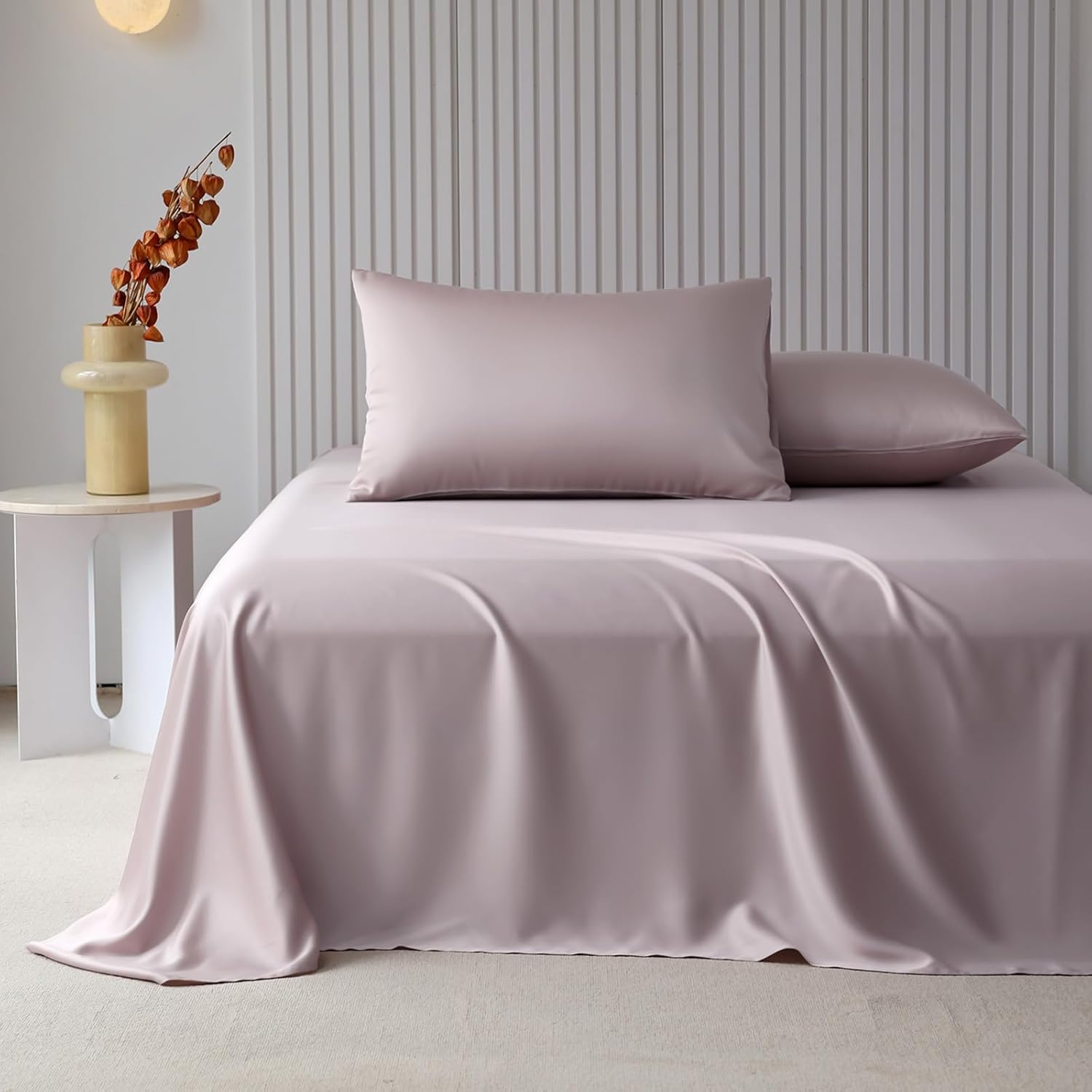 Amazon.com: HighBuy 3 Piece Lyocell Sheets Twin Bed Sheet Set - Blush ...