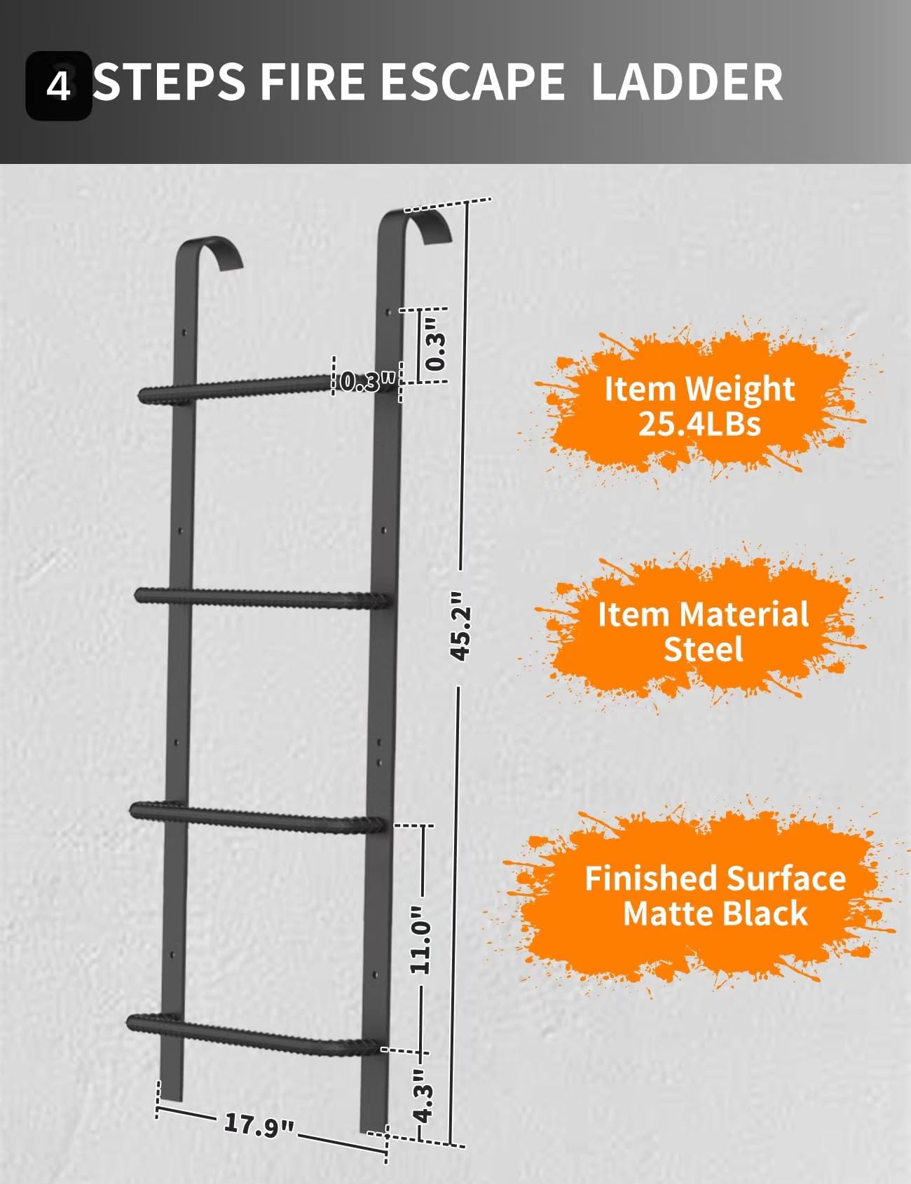 Snapklik.com : 4-Rung Window Well Ladder, Heavy Duty Steel Basement ...
