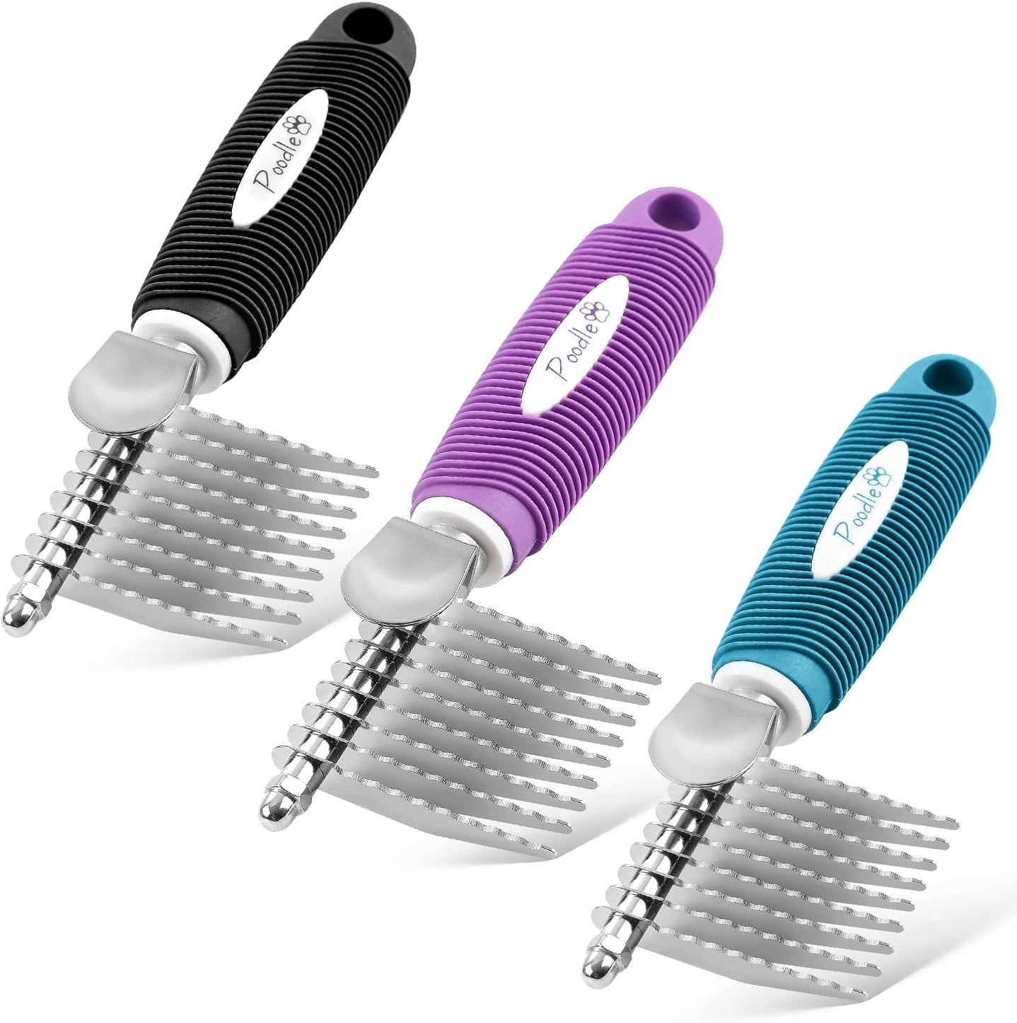 Amazon.com : Poodle Pet Dematting Fur Rake Comb 3 Color Bundle : Pet Supplies