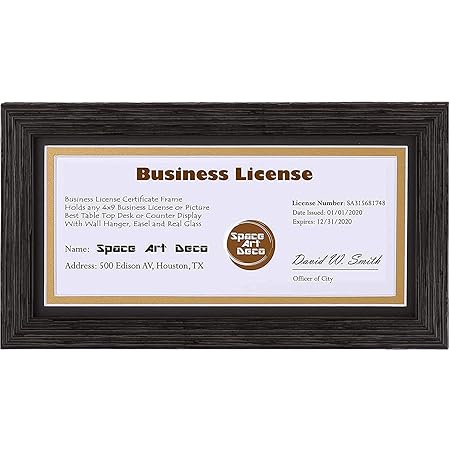 Amazon.com: Americanflat 5x10 Business License Frame in Black with ...