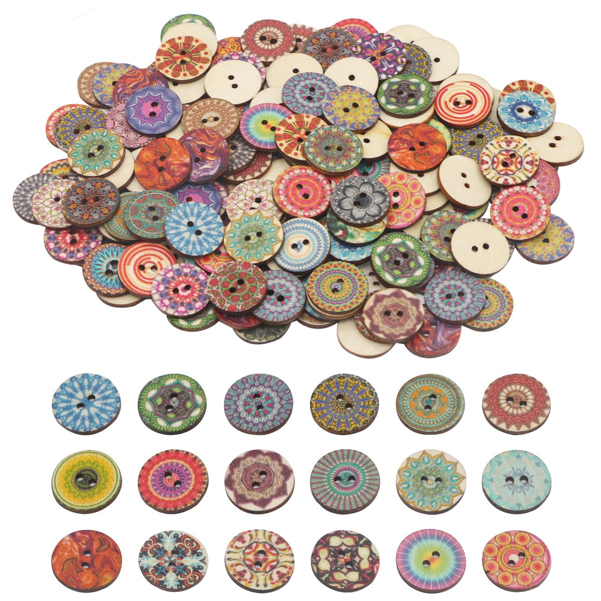 Amazon.com: Wepetyo Wooden Buttons,200Pcs Vintage Wood Buttons with ...