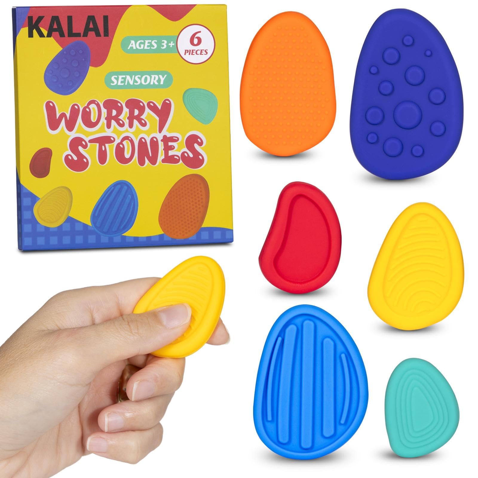 Amazon.com: kalai- Worry Stones for Anxiety, 6-Piece Set Silent Fidget ...