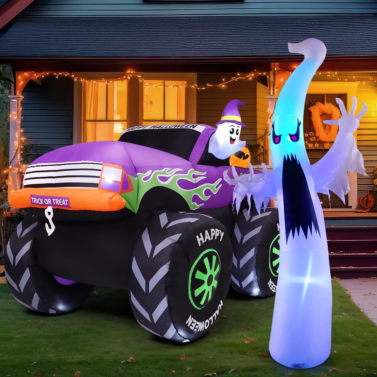 Amazon.com: GOOSH 6FT Halloween Inflatable Ghost and 8FT Halloween ...