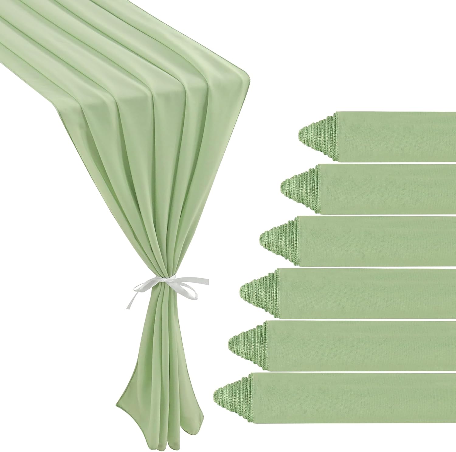 Amazon.com: 6 Pack 10Ft Sage Green Chiffon Table Runner 29x120 Inches ...