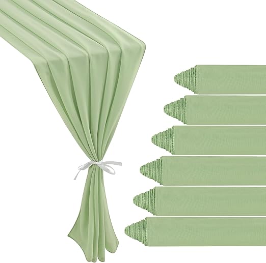 Amazon.com: 6 Pack 10Ft Sage Green Chiffon Table Runner 29x120 Inches ...