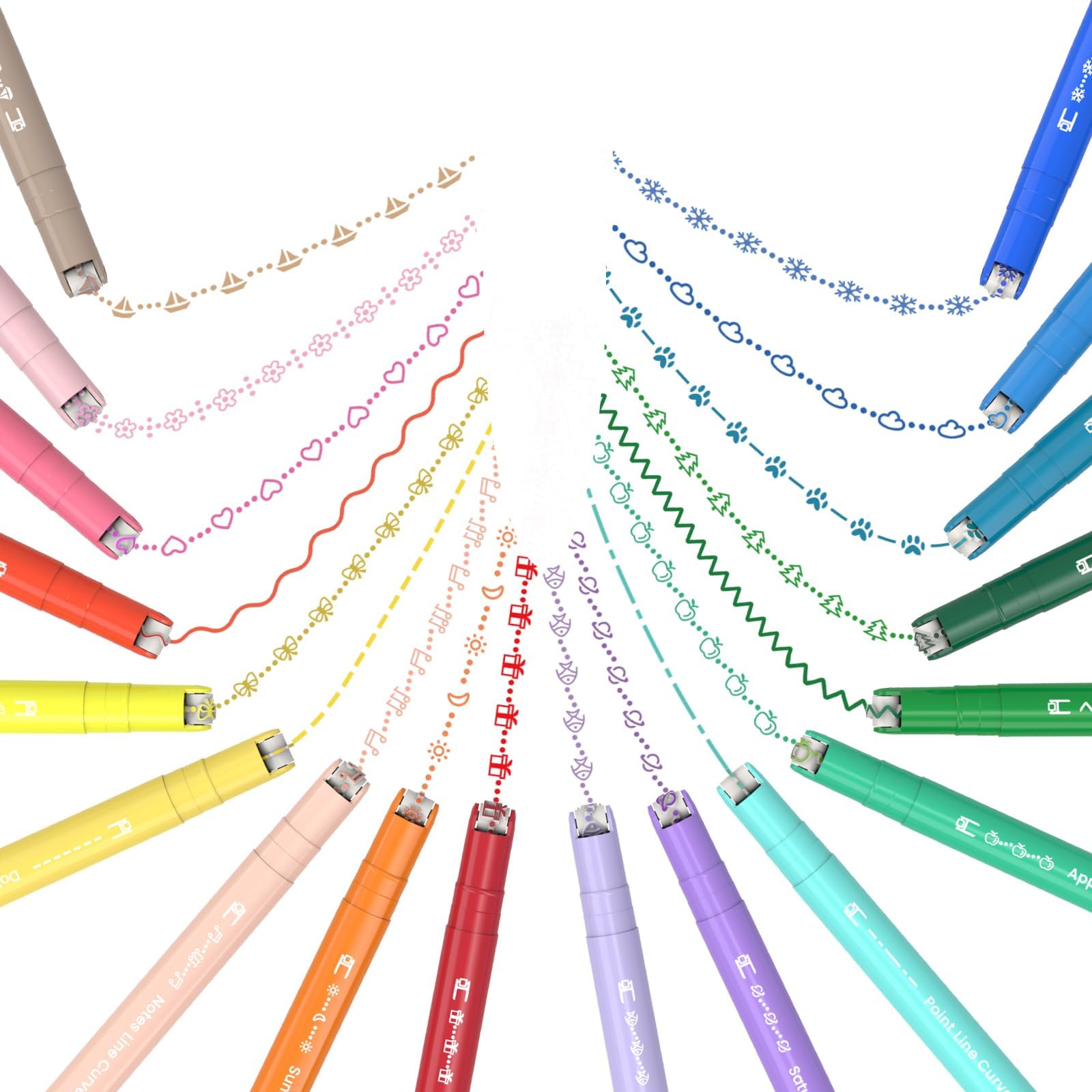 AECHY Colored Curve Pens for Note Taking, Dual Tip Pens with Different ...