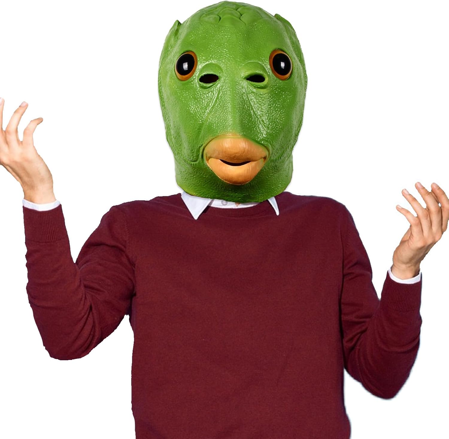 Amazon.com: EvilCos Halloween Latex Fish Mask,Animal Green Fish Head ...