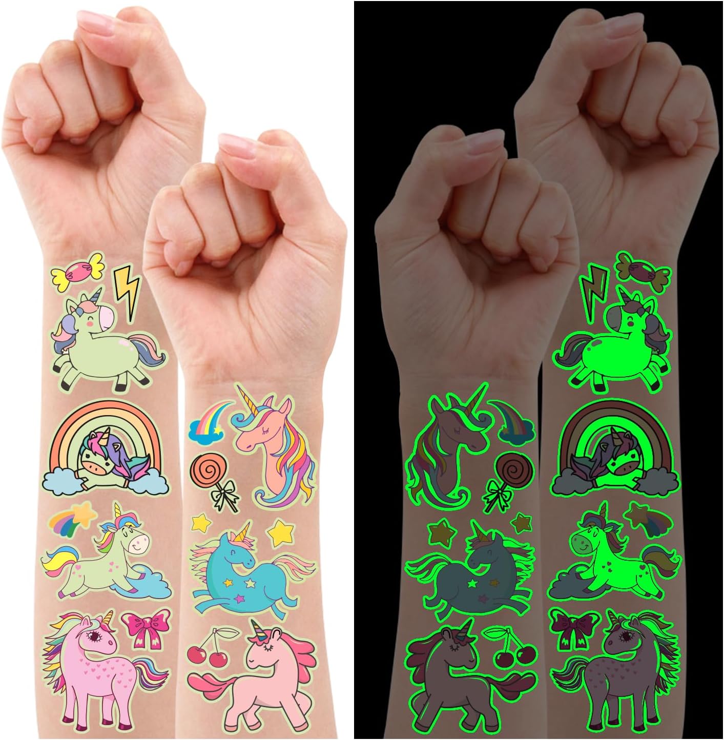 Amazon.com : Yocieco Temporary Tattoo for Kids, 300+ Pcs Glow in the ...