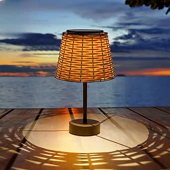 KZT LED Solar Table Lamp Outdoor Table Light Made of Bamboo IP65 ...