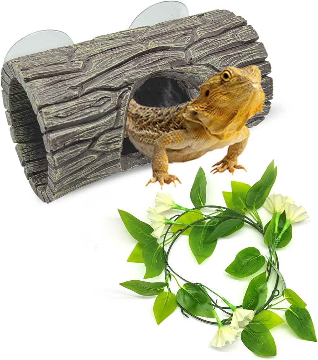 Amazon.com : Reptile Hide Cave, Resin Hollow Tree Holes with Suction ...