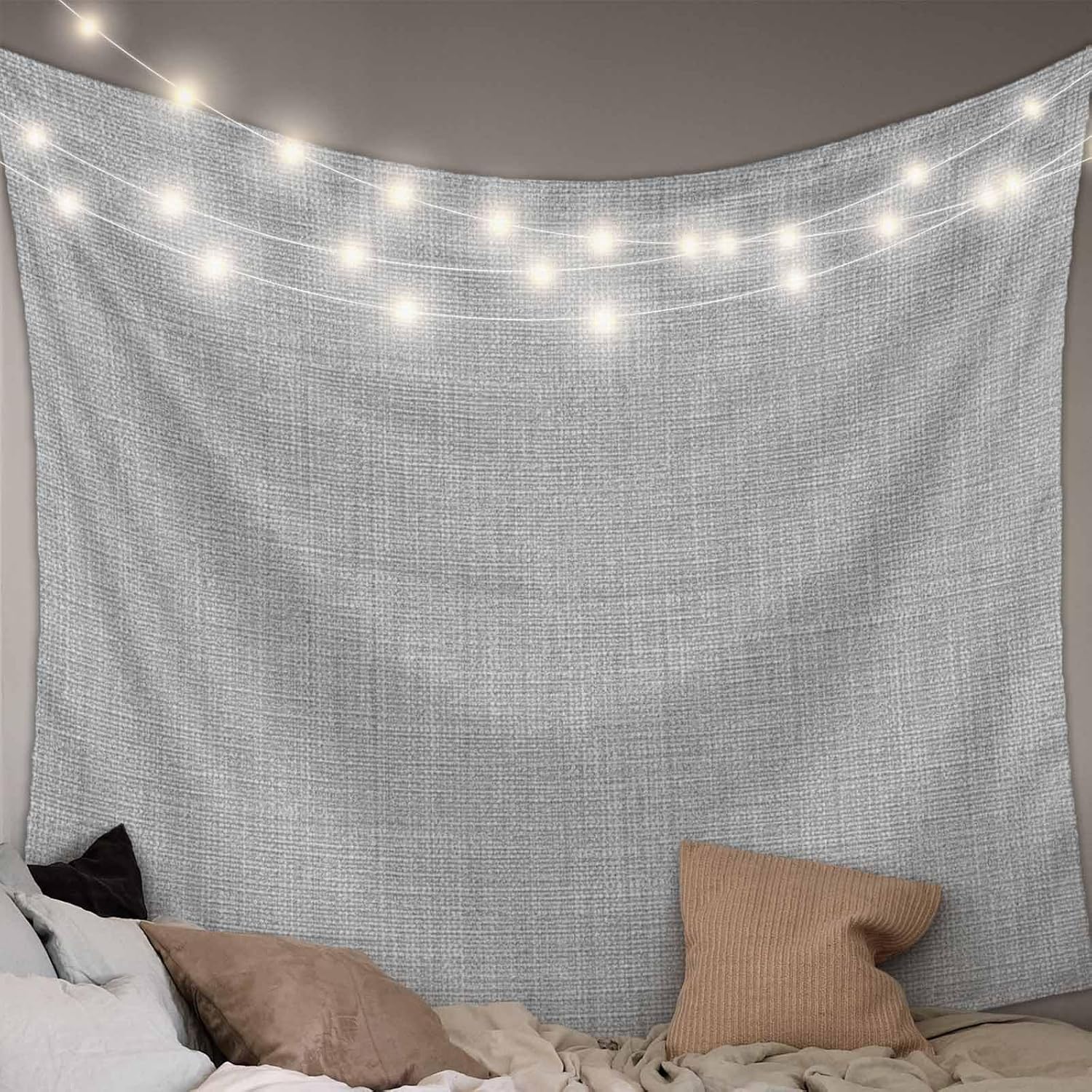 Amazon.com: Yomandocix Grey Burlap Texture Large Tapestry for Bedroom ...