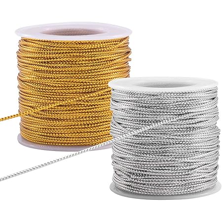 Amazon.com: Metallic Stretch Cord Elastic Cords Ribbon Metallic Tinsel ...