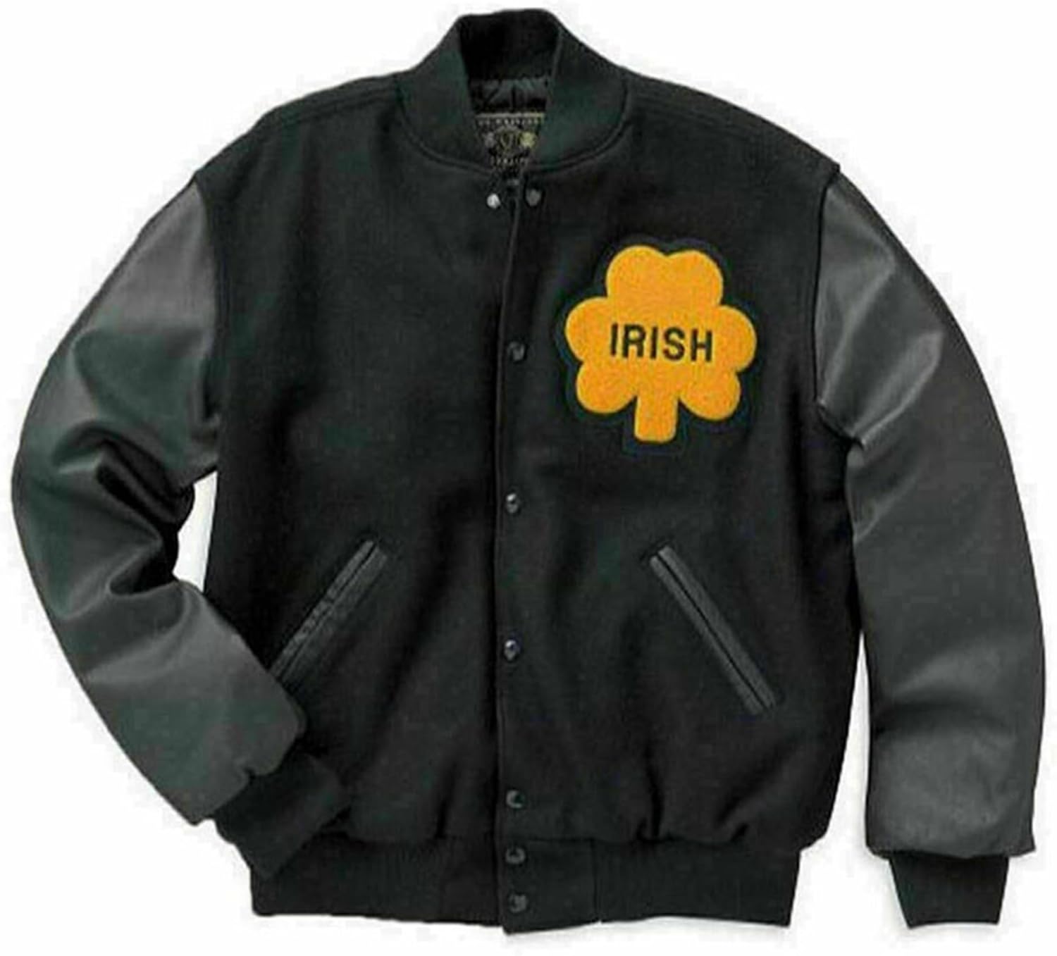 Rudy Irish Notre Dame Wool and Leather Sleeves Fighting Varsity Bomber ...
