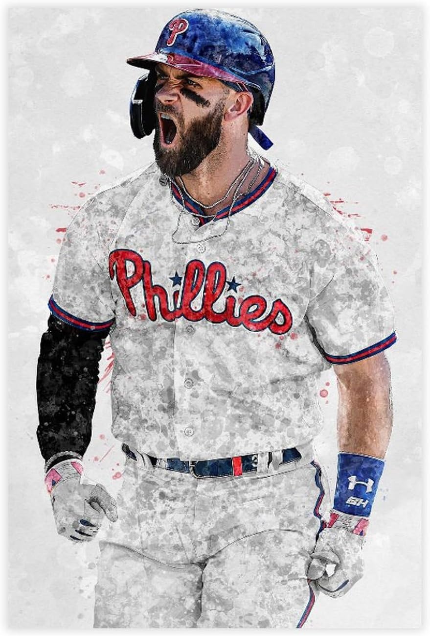 Amazon.com: YALIZEYAO Sports Poster Bryce Harper Canvas Poster Unframe ...