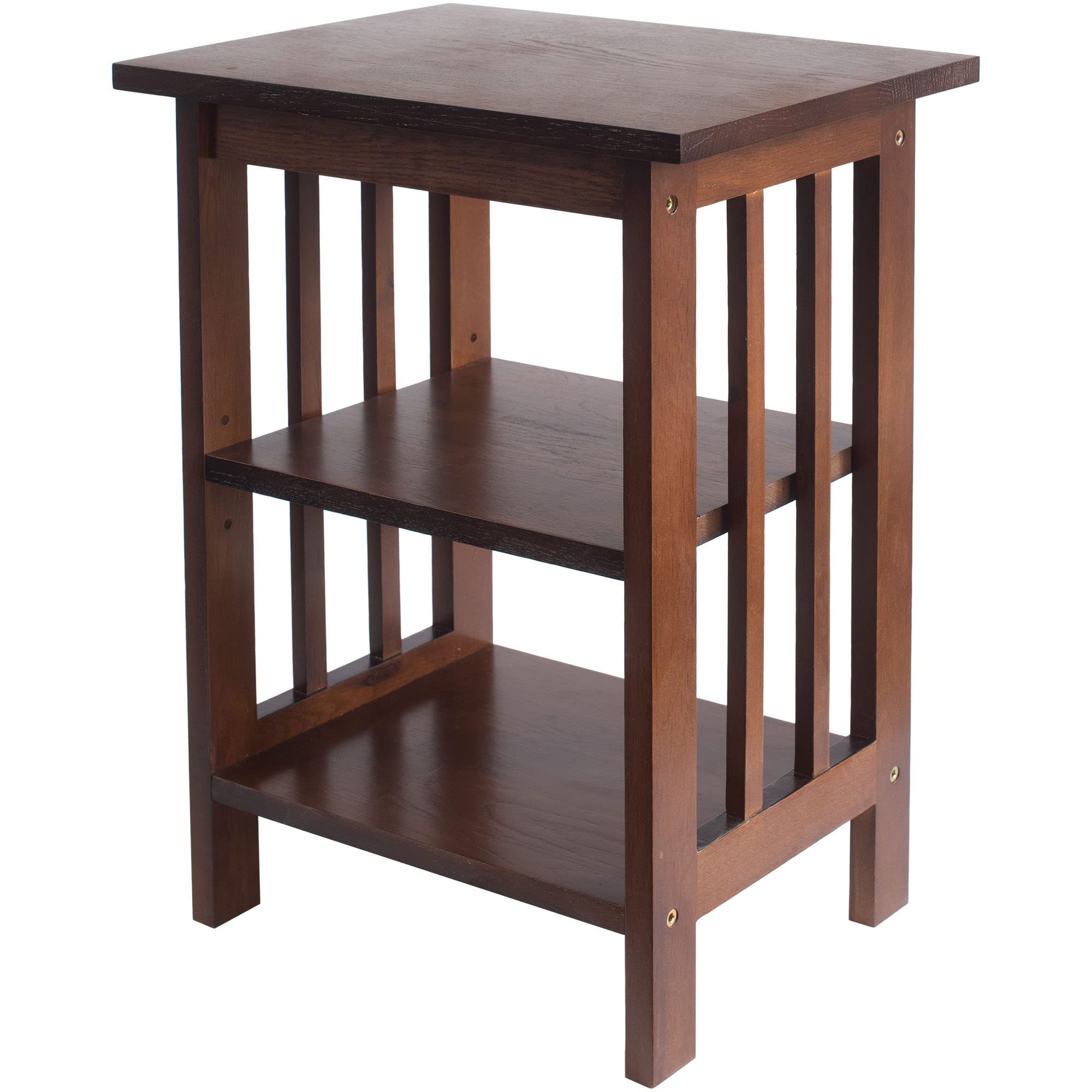 AERATI Side Table End Table with Grid Frame and 2 Storage Shelves Night ...