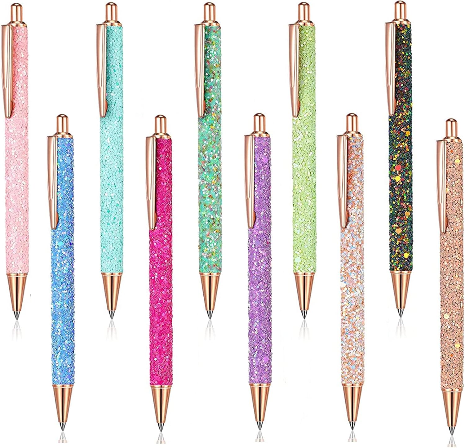 BERNOI 10 Pack Glitter Bling Ballpoint Pens Set Sparkly Metal Pens ...