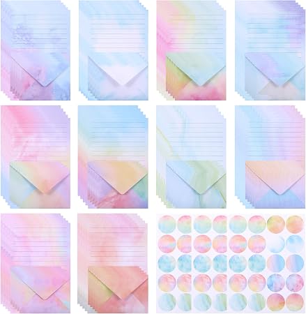 JIANTA 160 Pieces Writing Stationery Paper and Envelope Set, 50 A5 ...