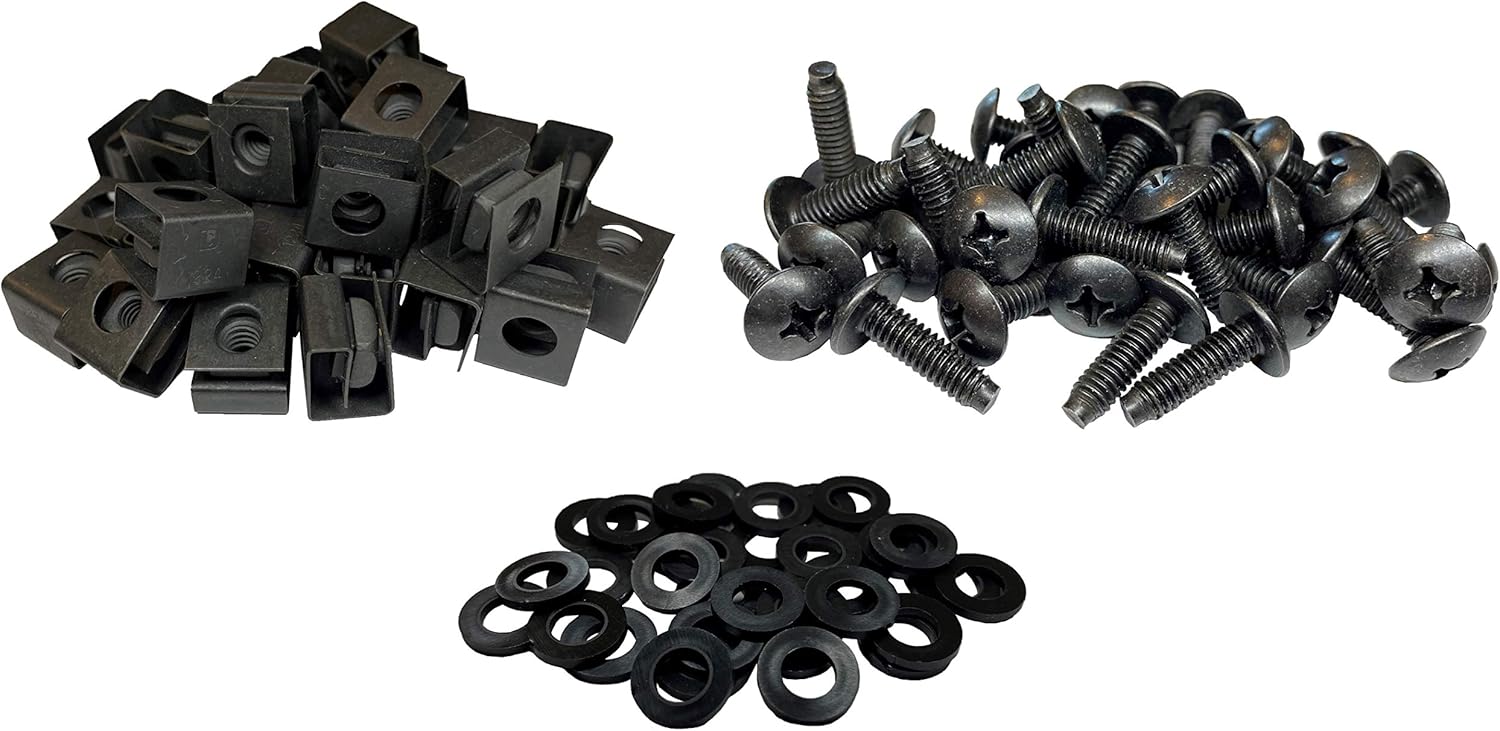 Amazon.com: RackGold® 12-24 Slide-on Cage Nut & Screws w/Washers 25 ...