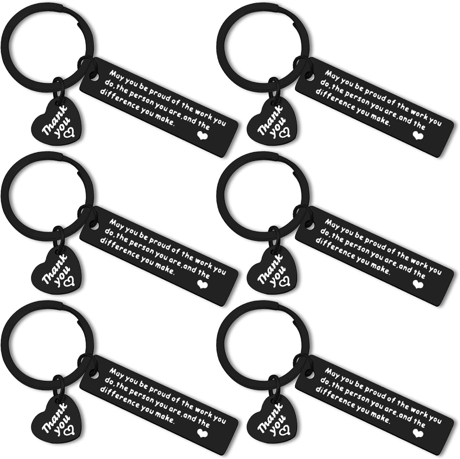 Amazon.com: 6 Pcs Thank You Keychain Appreciation Jewelry - Stainless ...
