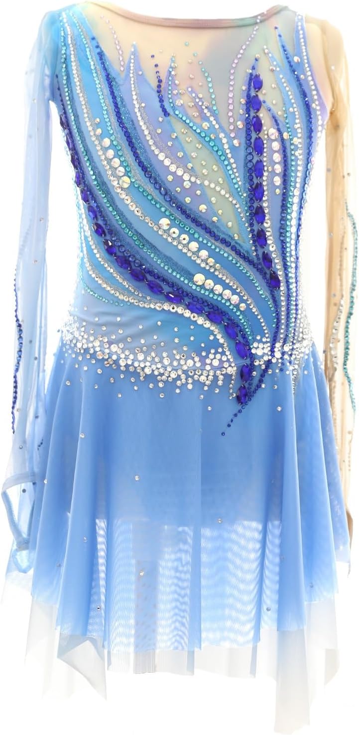 Long Sleeves Figure Skating Dress For Girls, Lyrical Personalization ...
