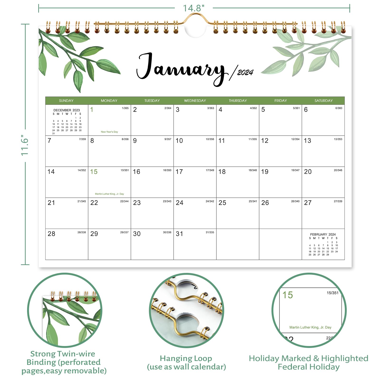 Snapklik.com : Calendar 2024 - Wall Calendar 2024 Includes Jan 2024 ...