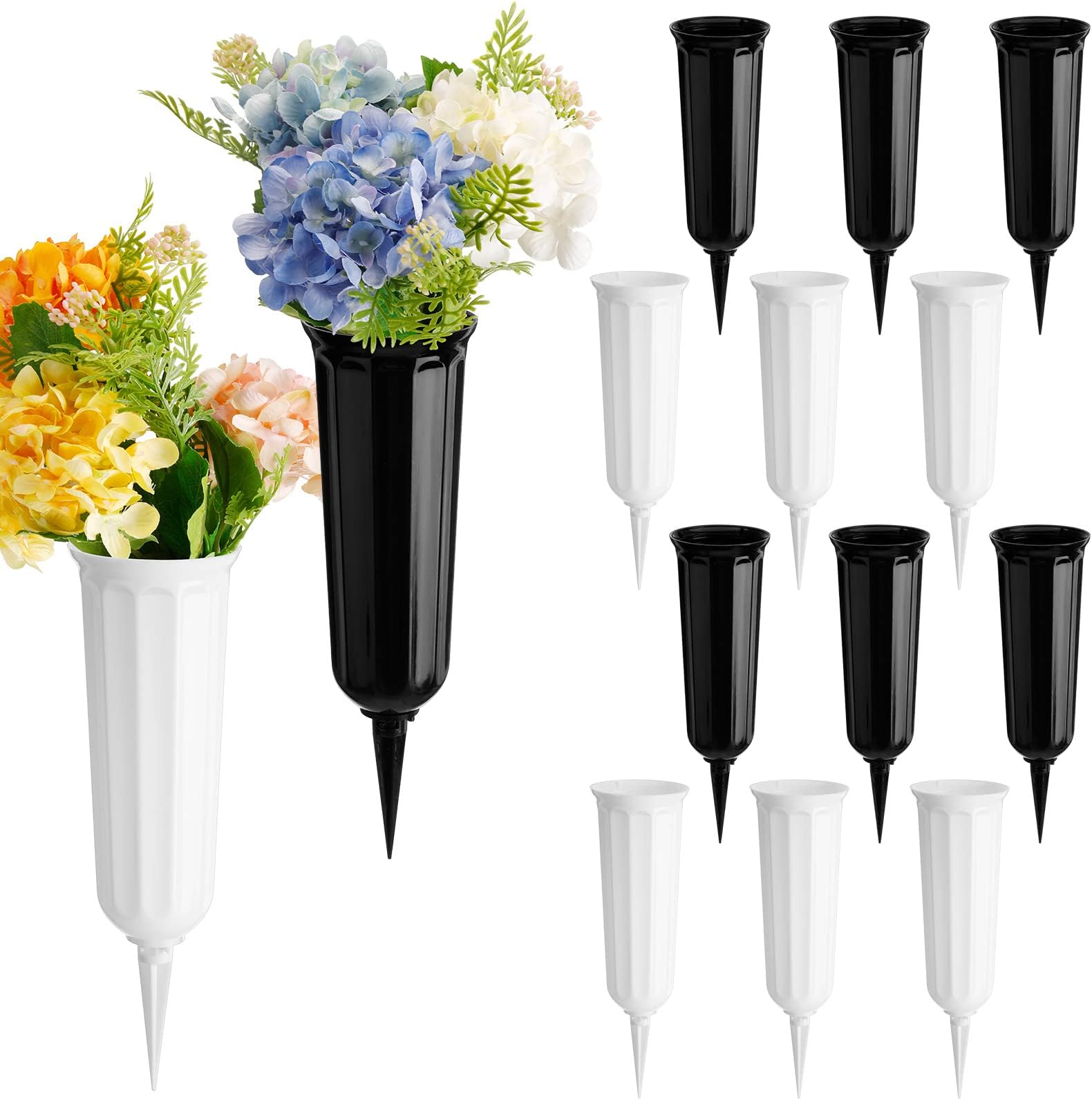Amazon.com: Patelai 12 Pcs Memorial Cemetery Vases with Spikes Plastic ...
