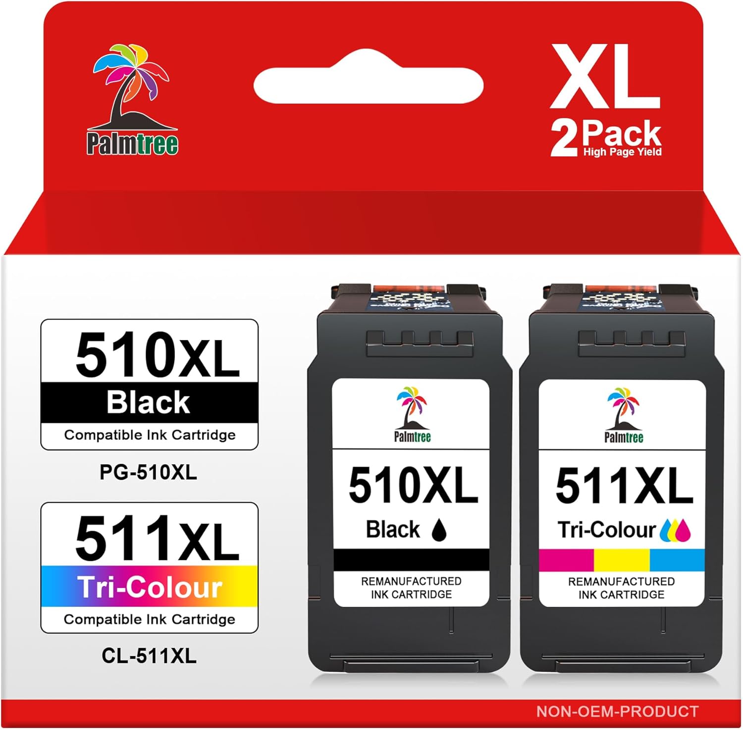 Palmtree PG-510 CL-511 Remanufactured Ink Cartridges - Replacement for ...