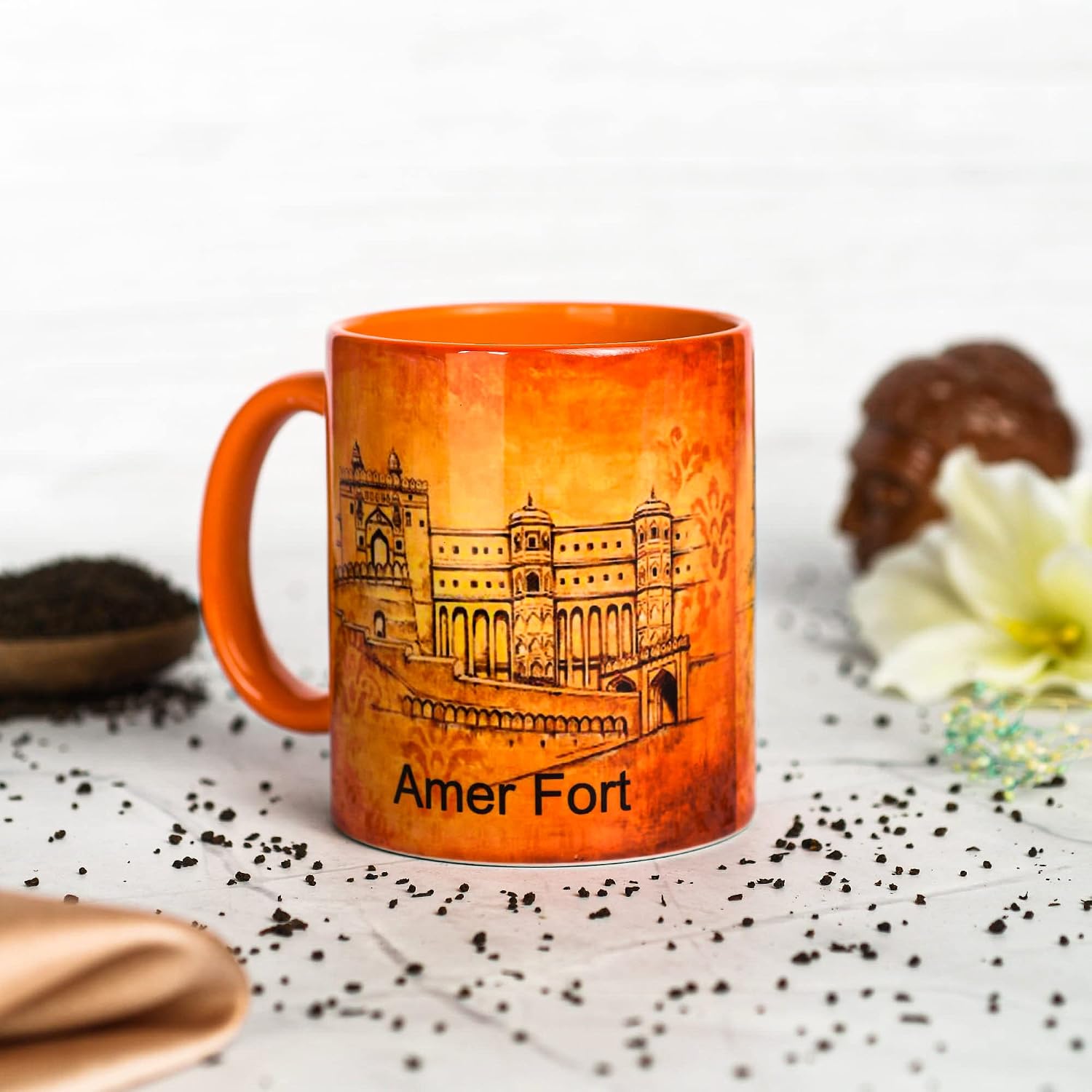 Amazon.com | Urban PRINT Orange Amer Fort Ceramic Coffee Mug ...