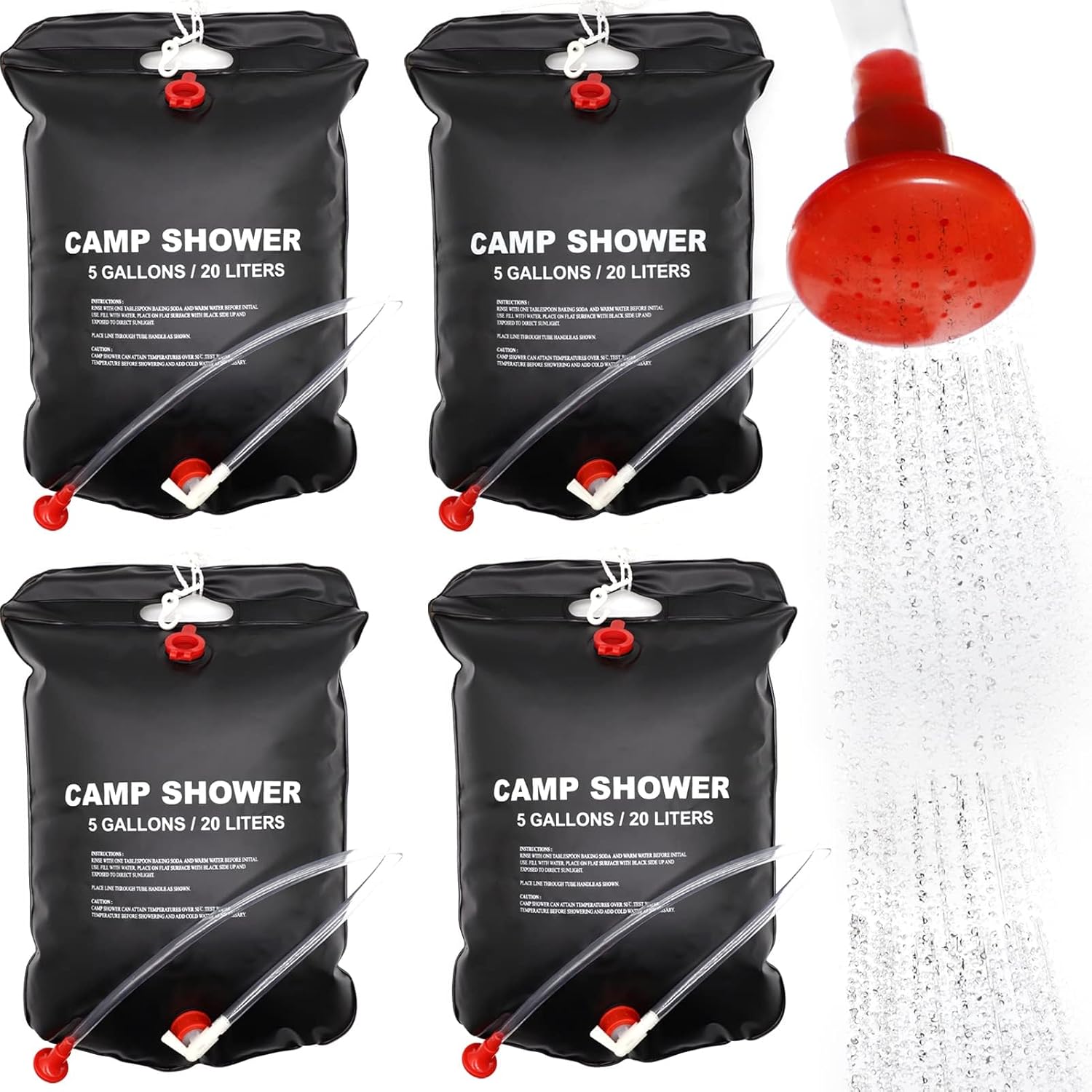 JKHKJ Outdoor Camping Shower Bag,4Pack 5-Gallon 20L Portable Shower ...