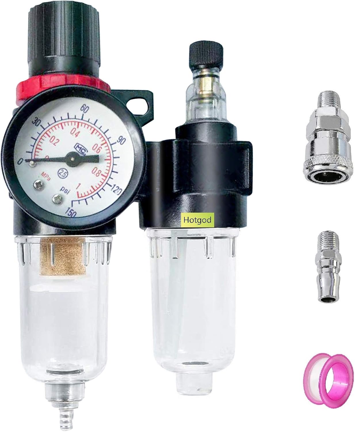 Hotgod Air Compressor Filter Regulator Moisture Filter Trap,1/4" Oil ...