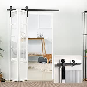 Amazon.com: LWZH 36''/3FT Bi-Folding Sliding Barn Door Hardware Kit ...