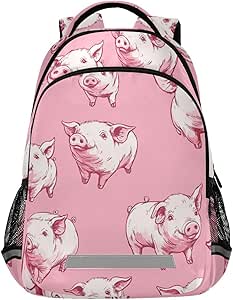 Amazon.com: FFYHO Pink Pig Pattern Print Large School Backpacks with ...
