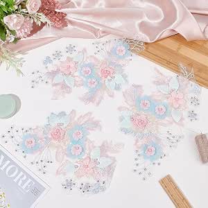 PLIGREAT 4 Pcs Three-Dimensional Flowers Embroidered Lace Appliques ...
